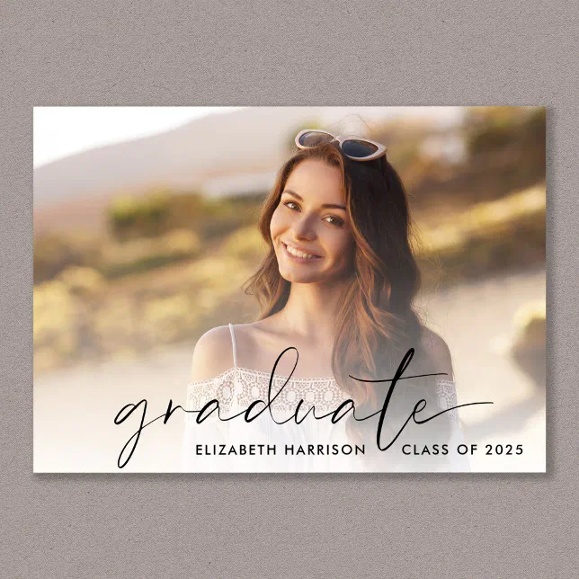 Elegant Script Photo Graduation Party Invitation | Zazzle