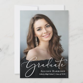 Elegant Script Photo Graduation Party Invitation | Zazzle