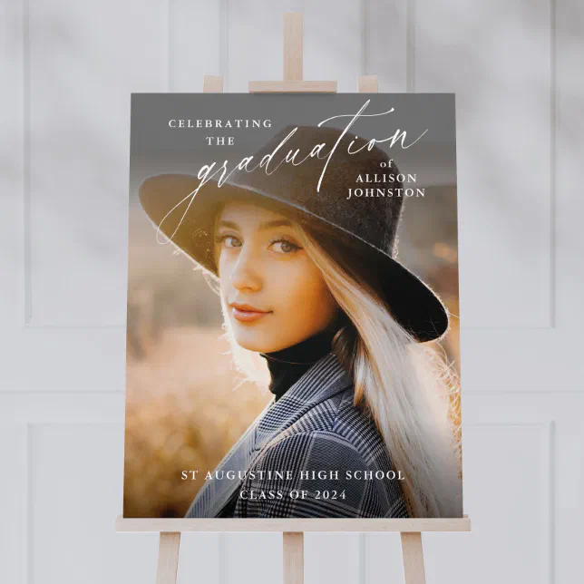 Elegant Script Photo Graduation Welcome Foam Board | Zazzle