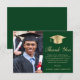 Elegant Script Photo Green Gold Graduation Thank You Card | Zazzle