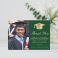 Elegant Script Photo Green Gold Graduation Thank You Card | Zazzle