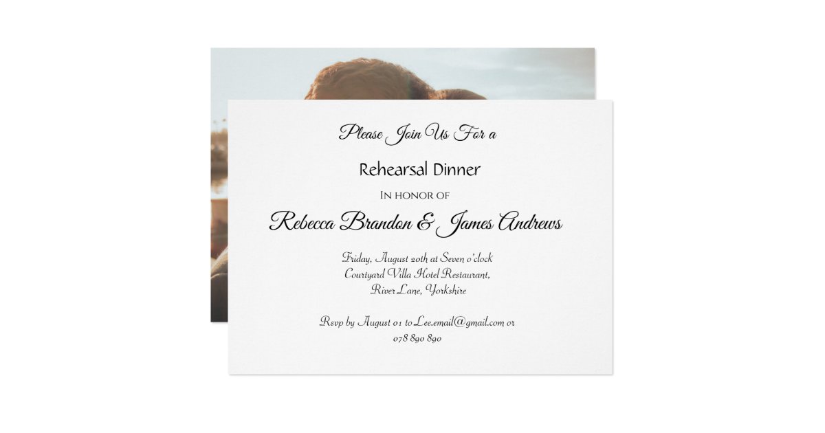 Elegant Script Photo Rehearsal Dinner Invitation | Zazzle.com