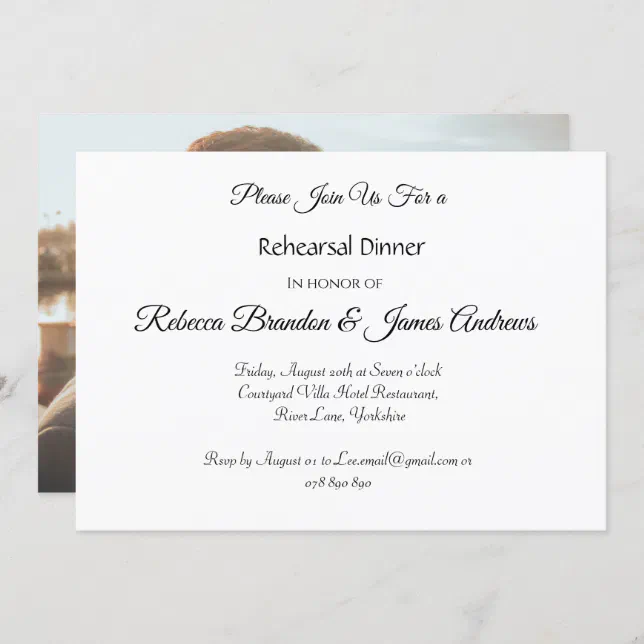 Elegant Script Photo Rehearsal Dinner Invitation | Zazzle