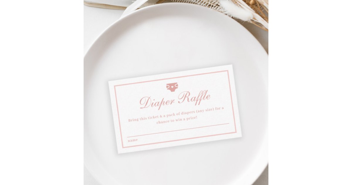 Elegant Script Pink Diaper Raffle Baby Shower Enclosure Card | Zazzle