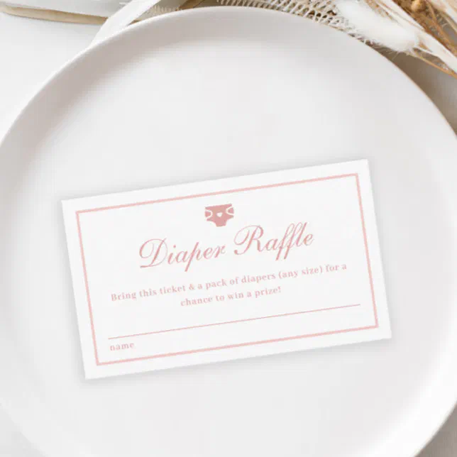 Elegant Script Pink Diaper Raffle Baby Shower Enclosure Card | Zazzle