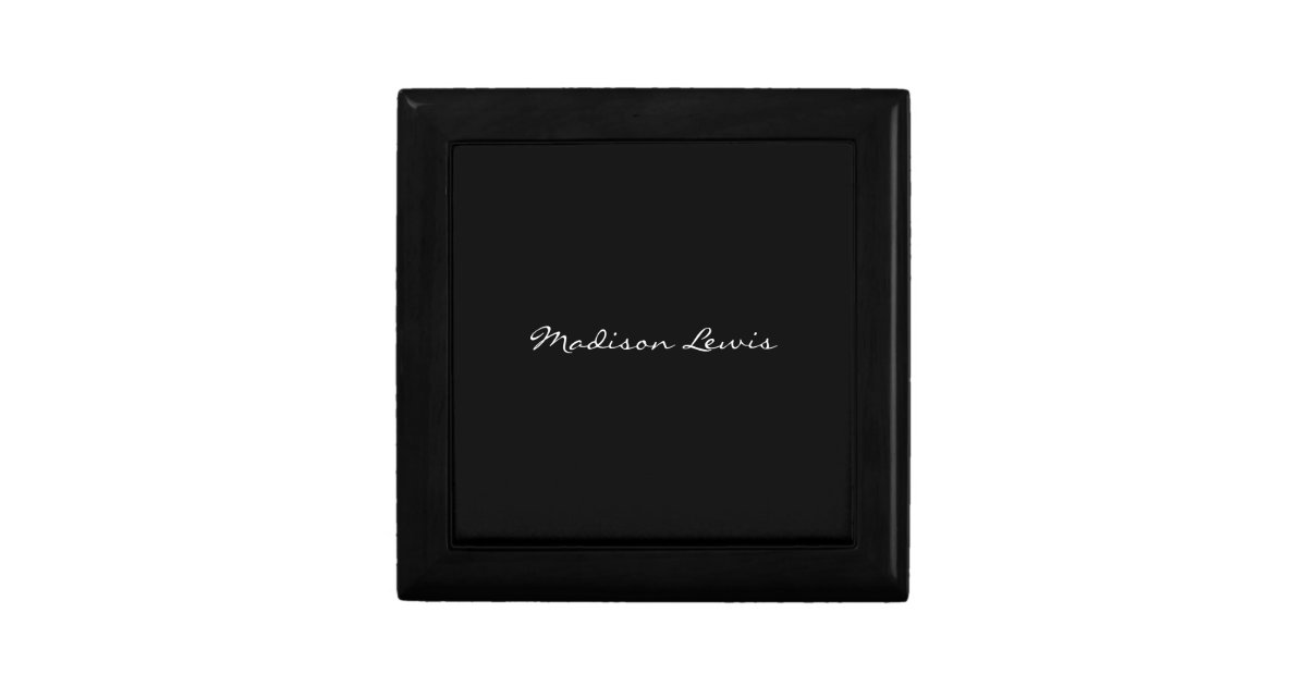 Elegant Script Plain Black Name Calligraphy Gift Box | Zazzle