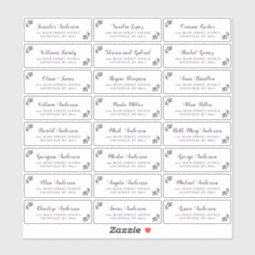 Elegant Script Purple Floral Guest Address Labels | Zazzle