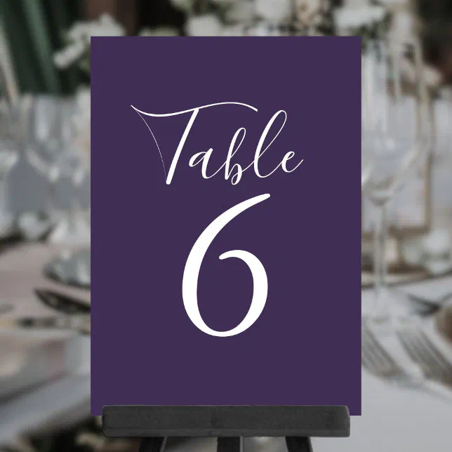 Elegant Script Purple Table Numbers | Zazzle