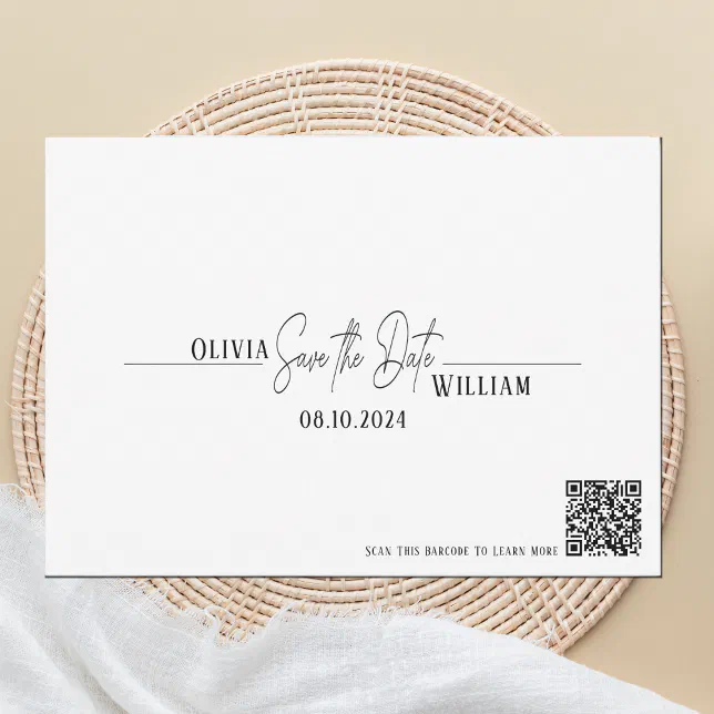 Elegant Script QR Code Save The Date | Zazzle