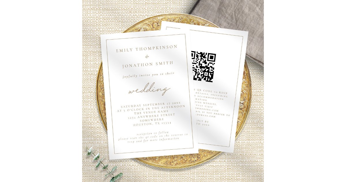 Elegant Script QR Code Wedding Invitation | Zazzle