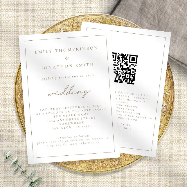 Elegant Script QR Code Wedding Invitation | Zazzle
