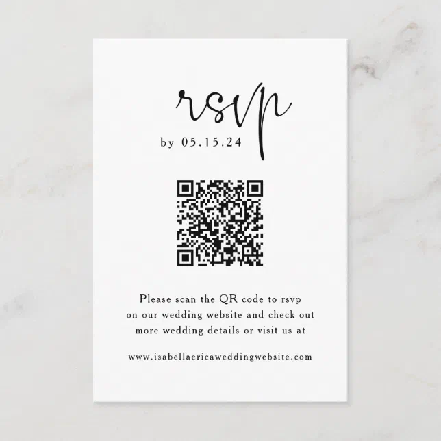 Elegant Script QR Code Wedding RSVP Card | Zazzle