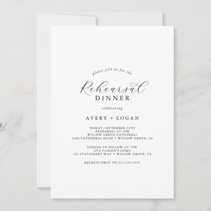 Elegant Script Rehearsal Dinner Invitation | Zazzle