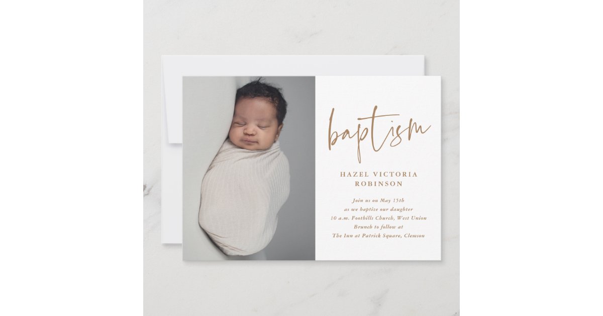 Elegant Script Religious Baptism & Christening Invitation | Zazzle