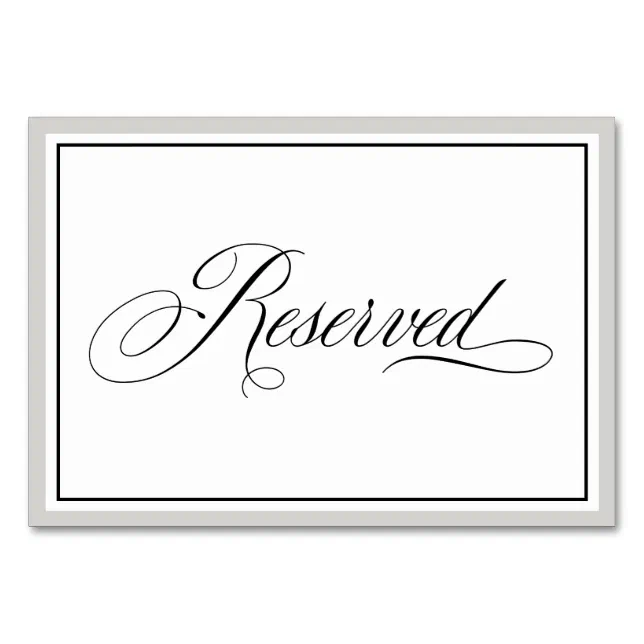 Elegant Script Reserved Table Card | Zazzle