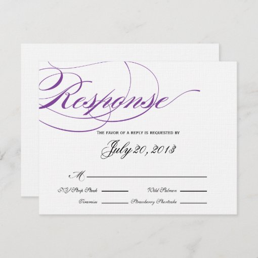 Elegant Script Response Card - Purple | Zazzle