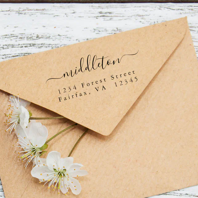 Elegant Script Return Address Rubber Stamp | Zazzle