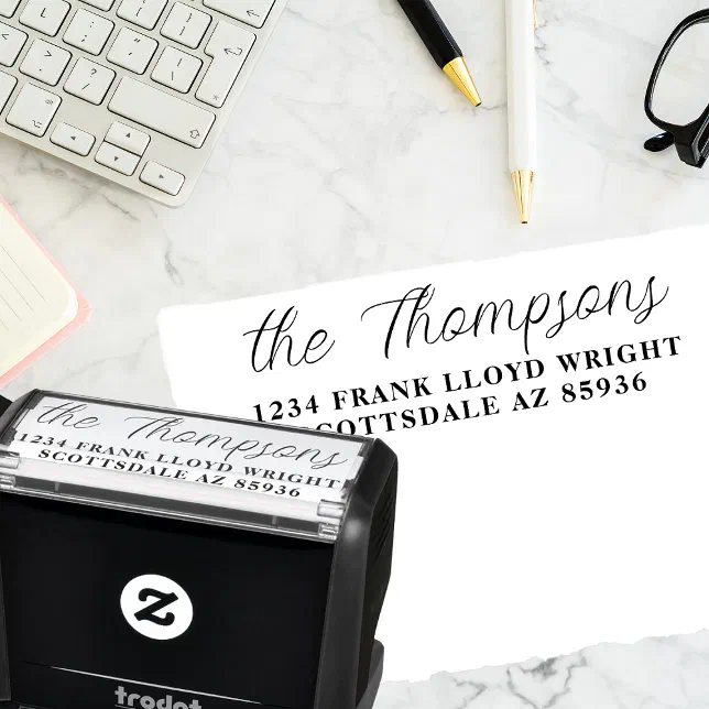Elegant Script Return Address Self Inking Stamp | Zazzle