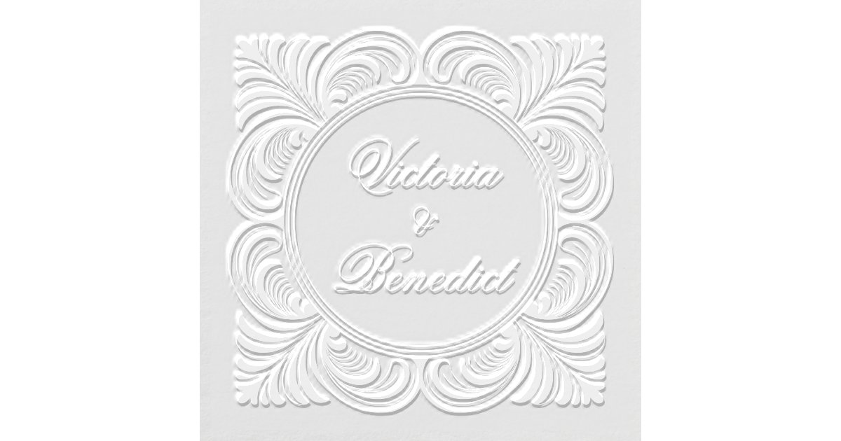 Elegant Script Romantic Border Couple Name Wedding Embosser | Zazzle