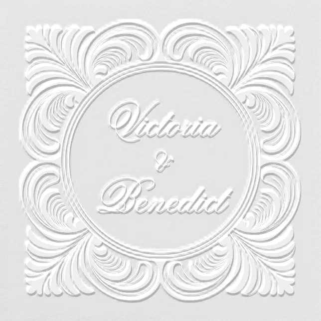 Elegant Script Romantic Border Couple Name Wedding Embosser | Zazzle