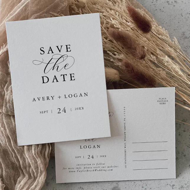 Elegant Script Save the Date Announcement Postcard | Zazzle