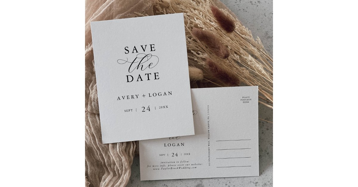 Elegant Script Save the Date Announcement Postcard | Zazzle