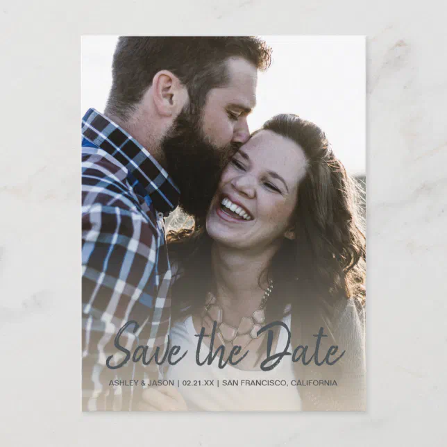Elegant Script Save the Date Engagement Photo Announcement Postcard | Zazzle