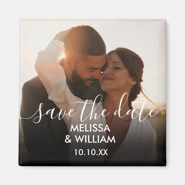 Elegant Script Save The Date Photo Magnet | Zazzle
