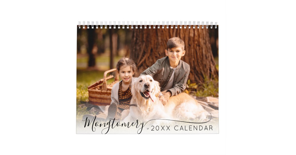 Elegant Script Simple One Photo Per Month Calendar | Zazzle