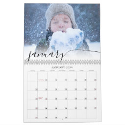 Elegant Script Simple One Photo Per Month Calendar | Zazzle