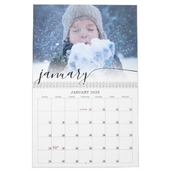 Elegant Script Simple One Photo Per Month Calendar | Zazzle