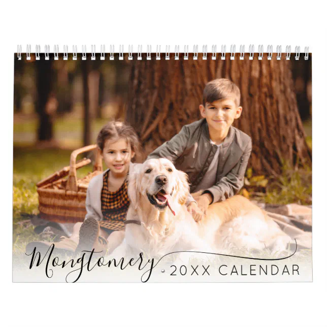 Elegant Script Simple One Photo Per Month Calendar | Zazzle