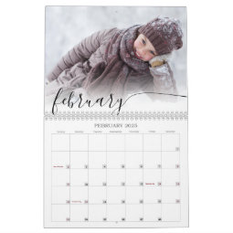 Elegant Script Simple One Photo Per Month Calendar | Zazzle