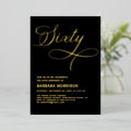Elegant Script Sixty Black Gold 60th Birthday Foil Invitation | Zazzle