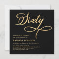Elegant Script Sixty Black Gold 60th Birthday Invitation | Zazzle