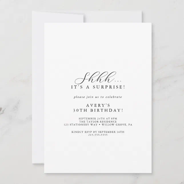 Elegant Script Surprise Party Invitation | Zazzle