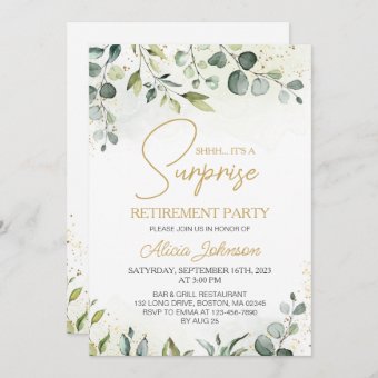 Elegant Script Surprise Retirement Party Invitation | Zazzle