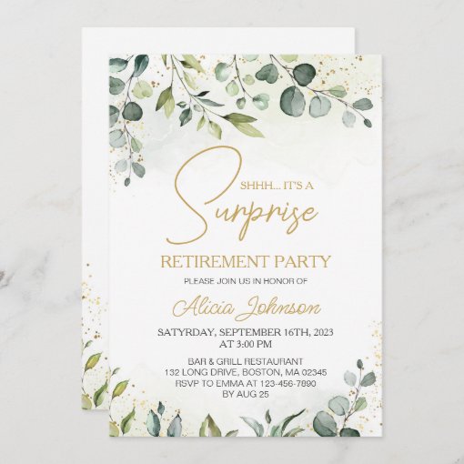 Elegant Script Surprise Retirement Party Invitation | Zazzle