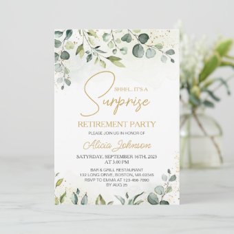 Elegant Script Surprise Retirement Party Invitation | Zazzle