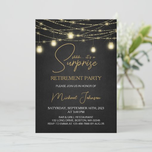 Elegant Script Surprise Retirement Party Invitation | Zazzle