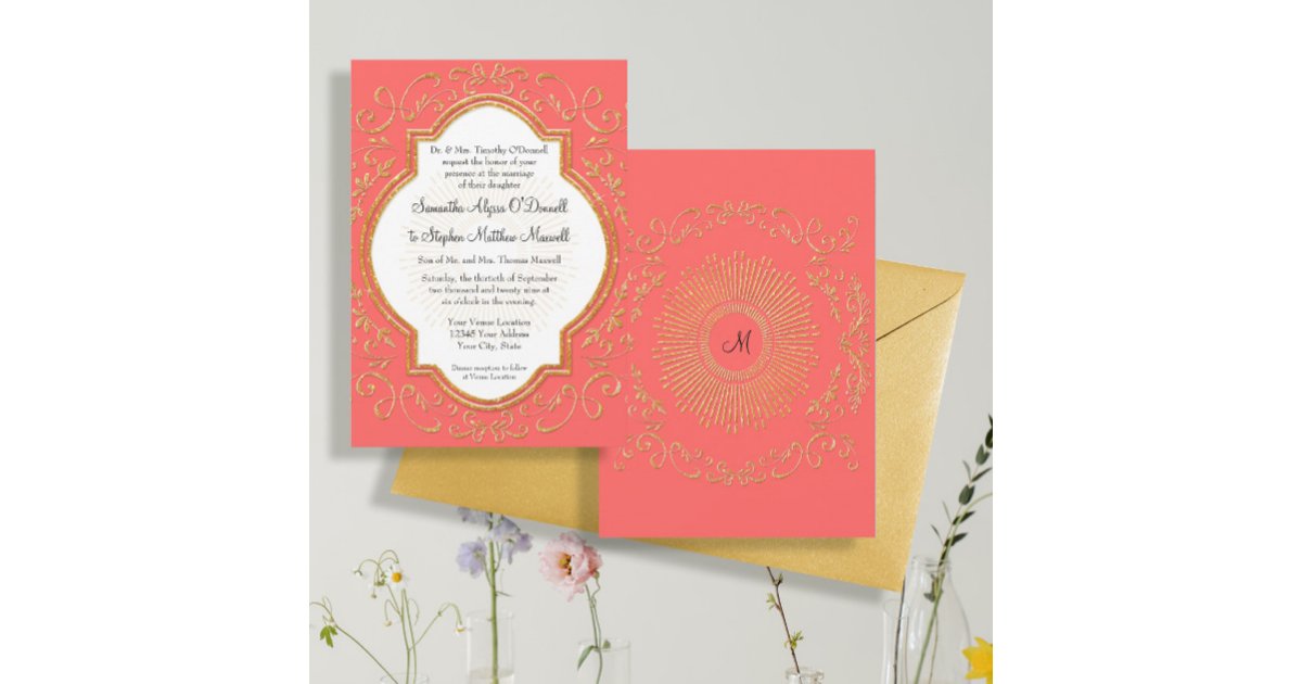 Elegant Script Swirl Gold Glitter Formal Classic Invitation | Zazzle