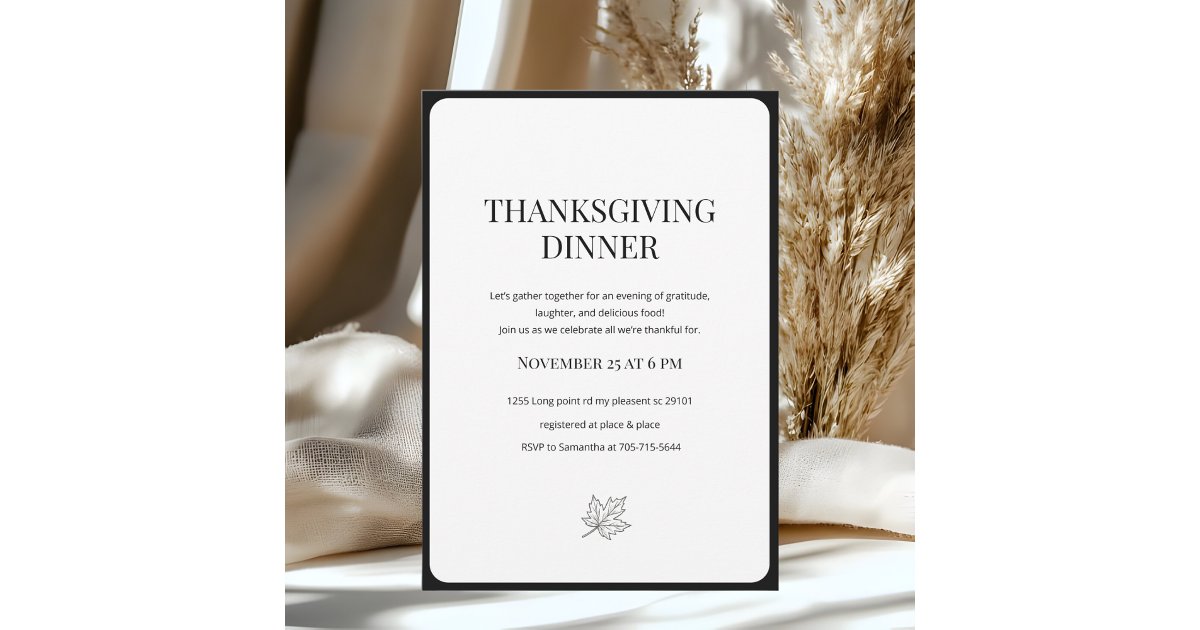 Elegant Script Thanksgiving Dinner Invitation | Zazzle