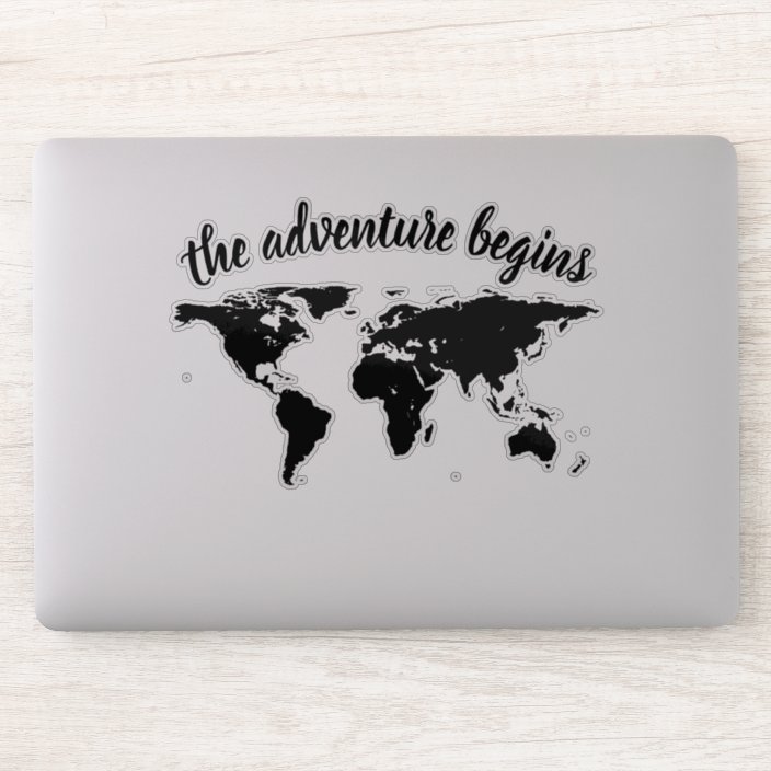 Elegant Script the adventure begins World Map Sticker | Zazzle.com