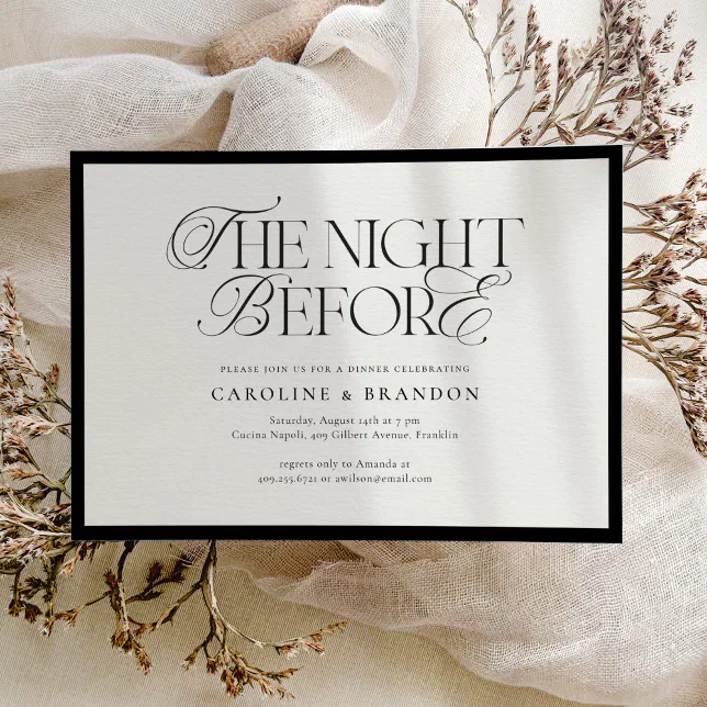 Elegant Script The Night Before Rehearsal Dinner Invitation | Zazzle