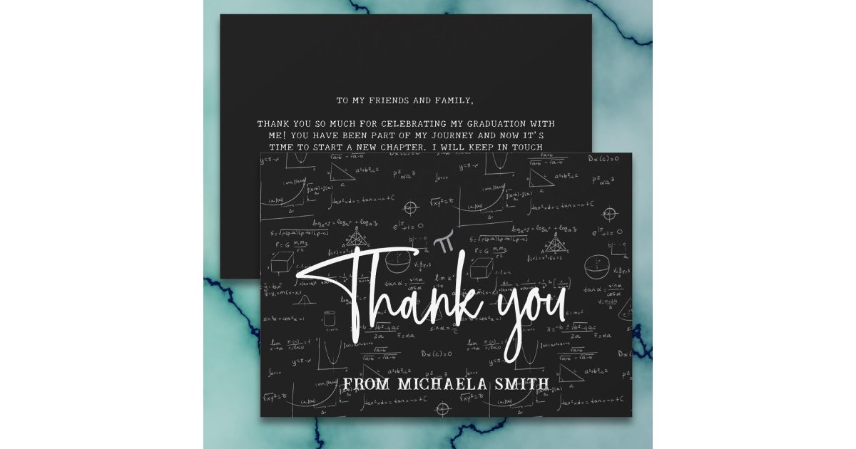 Elegant Script Typography Math Graduation Thank You Card | Zazzle