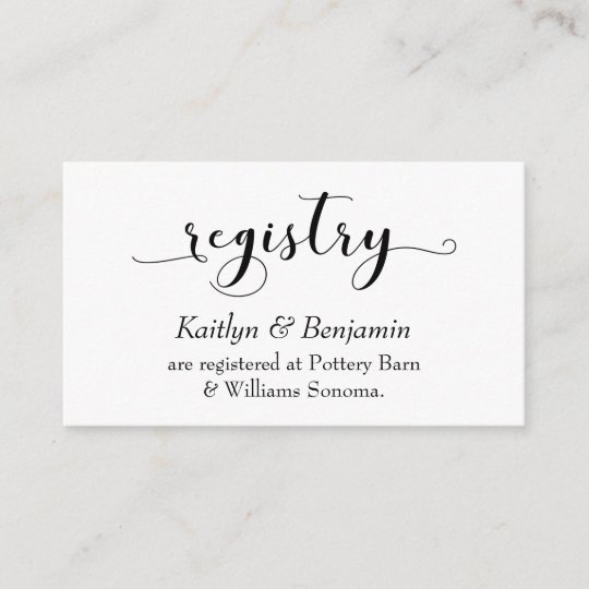 Elegant Script Typography, Simple Wedding Registry Enclosure Card | Zazzle.com