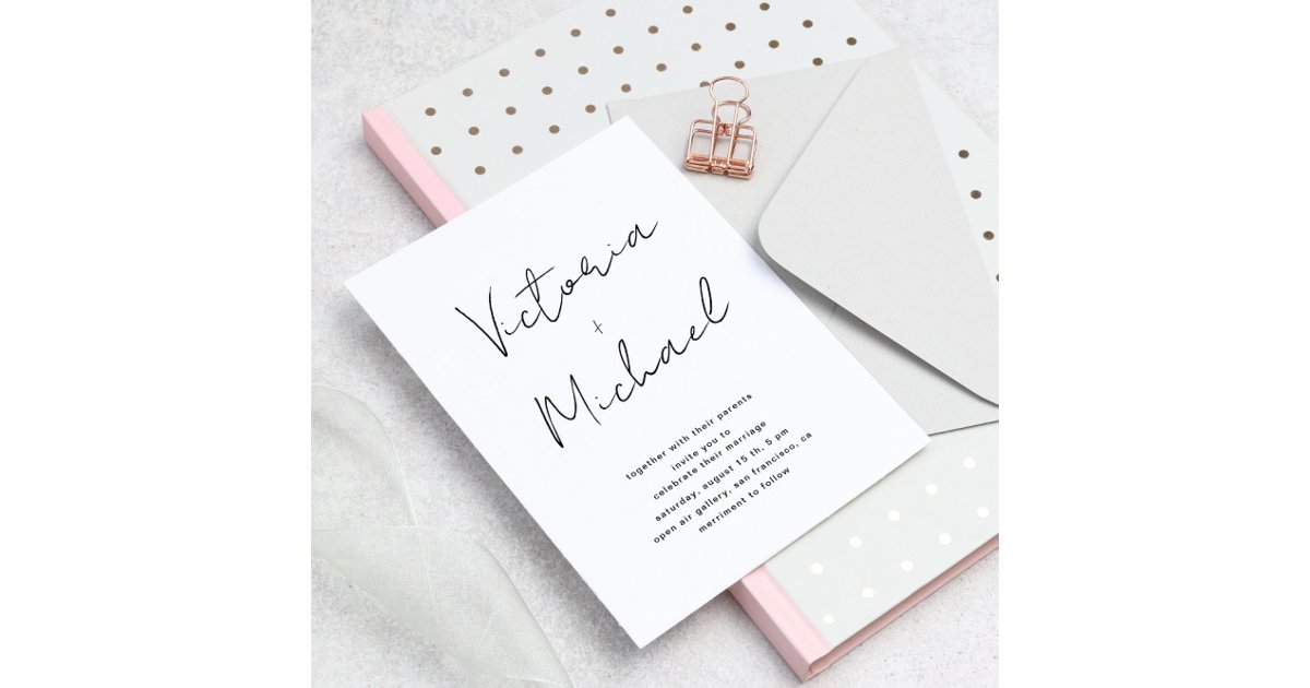 Elegant Script Typography Wedding Invitation | Zazzle
