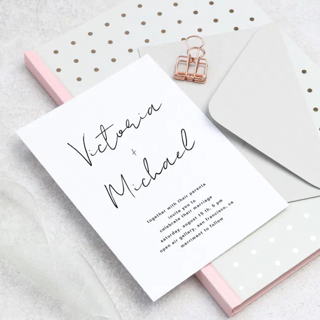 Elegant Script Typography Wedding Invitation | Zazzle