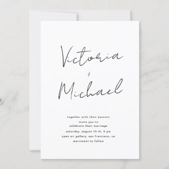 Elegant Script Typography Wedding Invitation | Zazzle