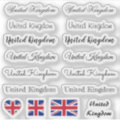 Elegant script United Kingdom /British Flag name Sticker | Zazzle